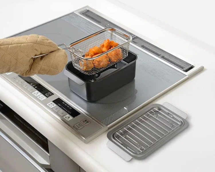 【セット品】天ぷら用品 揚げ物 料理 ポコフリット IH対応角型揚げ鍋（アミ付）＆ポコフリット 角型揚げざる RB-2700&RG-0561 揚げ物 天ぷら オイル料理 油回り 冷凍食品 ...